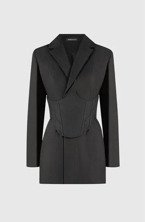 Manière De Voir Tailored Blazer Dress With Reversible Corset - Black