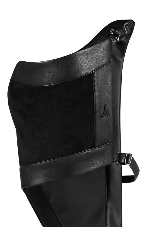 Manière De Voir Suede & Leather Asymmetric Backless Top - Black