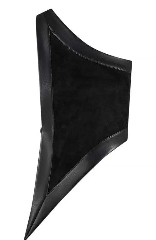 Manière De Voir Suede & Leather Asymmetric Backless Top - Black