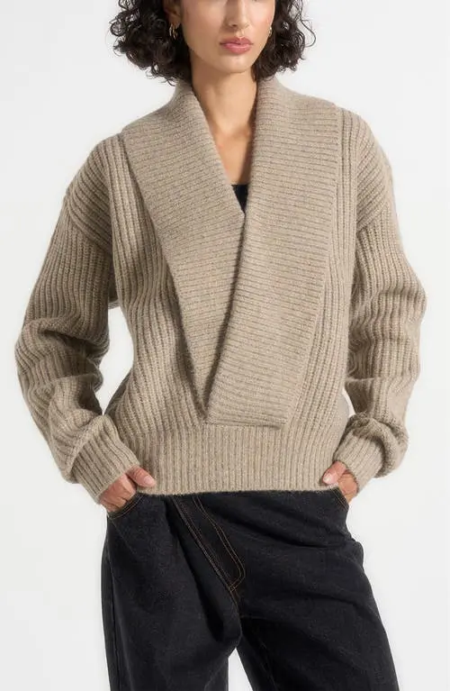 Manière De Voir Azra Plunge Knit Jumper - Taupe