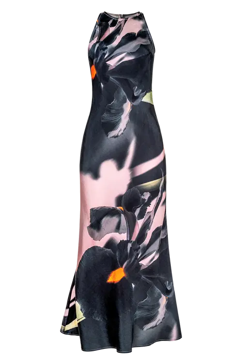 UNTITLED IN MOTION Atlantis Silky Bias Cut Maxi Dress - Shadow Iris