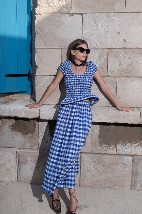 UNTITLED IN MOTION Alma Voluminous Plaid Maxi Skirt