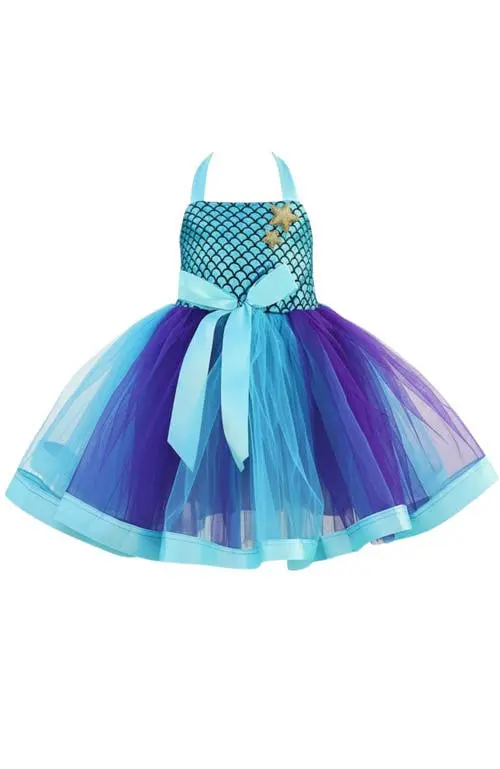 MIA BELLE GIRLS Mermaid Dazzle Tutu Dress - Blue