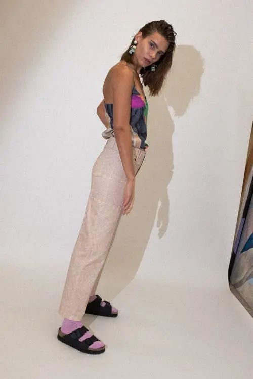 UNTITLED IN MOTION Pierot Straight-leg Checkered Trousers