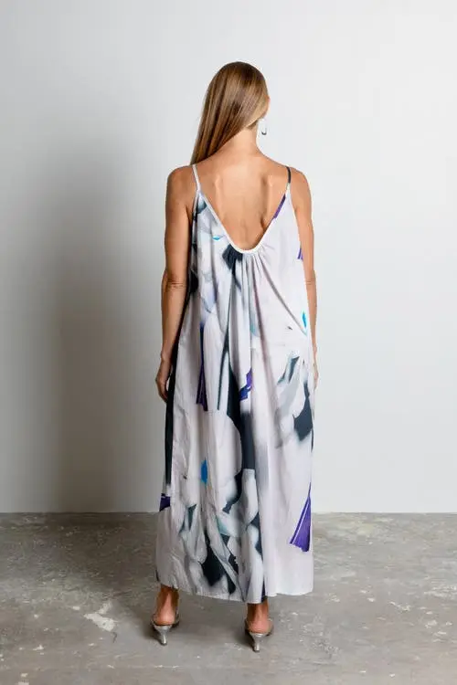 UNTITLED IN MOTION Ophelia Open-back Strappy Maxi Dress - Shadow Iris Ivory