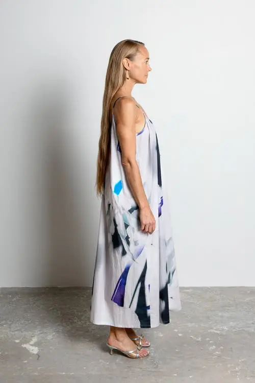 UNTITLED IN MOTION Ophelia Open-back Strappy Maxi Dress - Shadow Iris Ivory