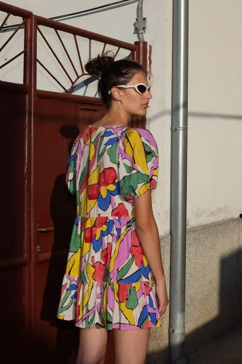 UNTITLED IN MOTION Lulani Puff-sleeve Floral Mini Dress