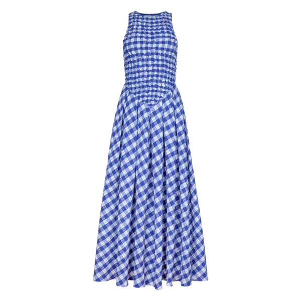 UNTITLED IN MOTION Annah Ruched Plaid Midi Dress