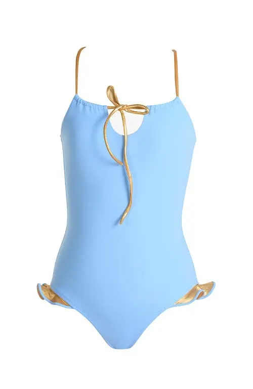 NESSI BYRD Keyhole Neckline One-piece Swimsuit - Blue