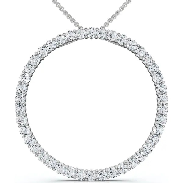 BLISS DIAMOND 1ct Tw Lab Grown Diamond Circle Pendant Necklace - Silver