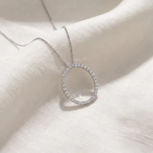 BLISS DIAMOND 1ct Tw Lab Grown Diamond Circle Pendant Necklace