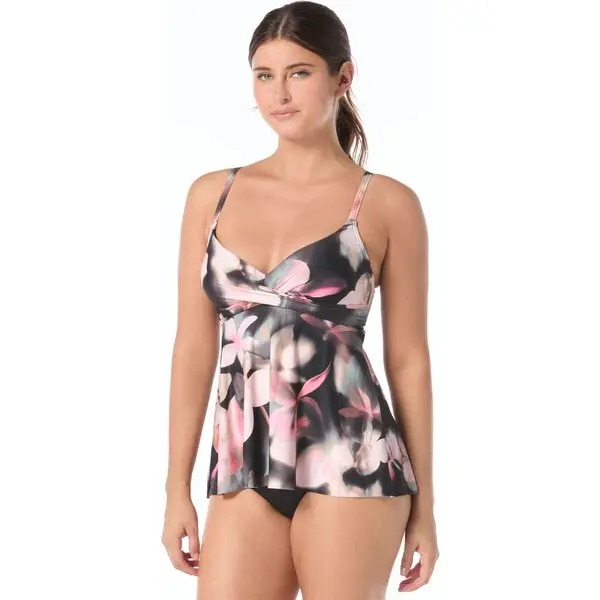 COCO CONTOURS Diamond Wrap Tankini Top - Black Multi