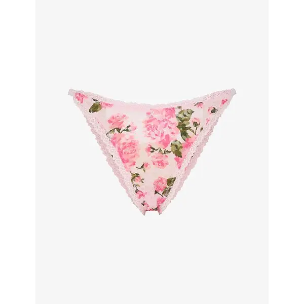 SAVAGE X FENTY Sinful Rose-print Lace Brazilian Briefs - Pink Rosy Passions Print
