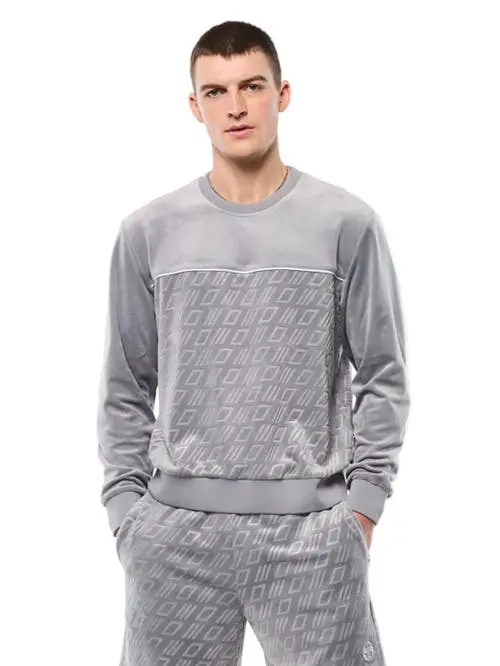 SERGIO TACCHINI Debossed Velour Crewneck - Sleet