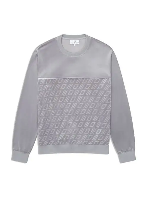 SERGIO TACCHINI Debossed Velour Crewneck - Sleet