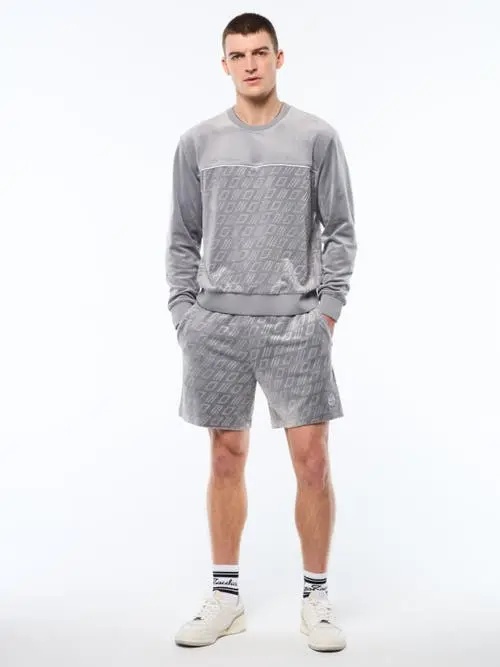 SERGIO TACCHINI Debossed Velour Crewneck - Sleet