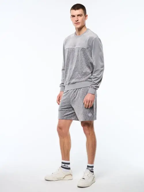 SERGIO TACCHINI Debossed Velour Crewneck - Sleet