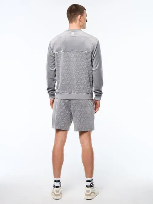 SERGIO TACCHINI Debossed Velour Crewneck - Sleet