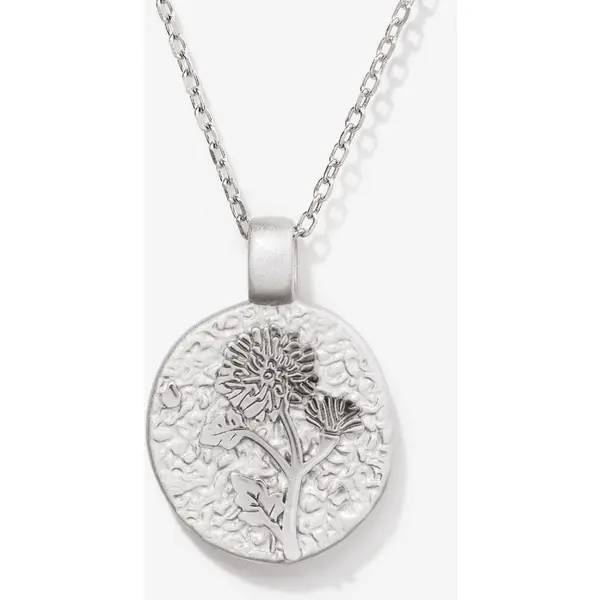 LITTLE SKY STONE Silver Birth Flower Necklace - Chrysanthemum November
