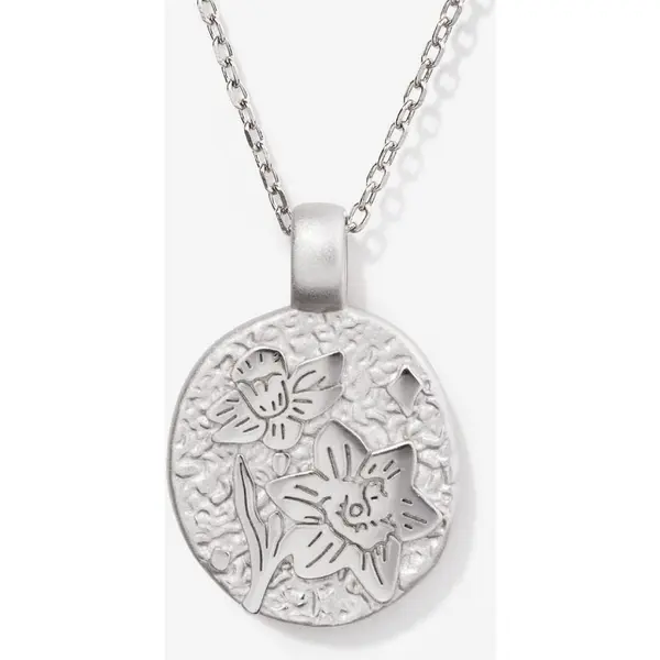 LITTLE SKY STONE Silver Birth Flower Necklace - Daffodil March