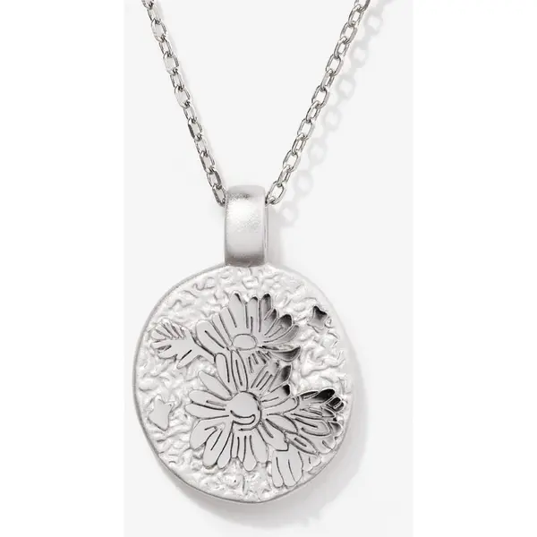 LITTLE SKY STONE Silver Birth Flower Necklace - Daisy April