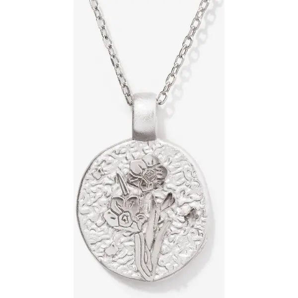 LITTLE SKY STONE Silver Birth Flower Necklace - Narcissus December