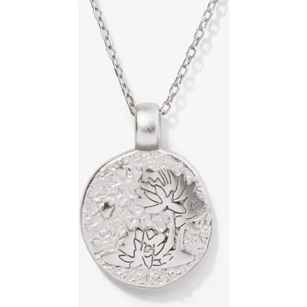 LITTLE SKY STONE Silver Birth Flower Necklace - Water Lily July