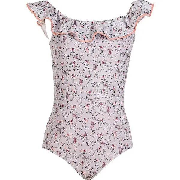 NESSI BYRD Paisley Floral One-piece Swimsuit - Grey
