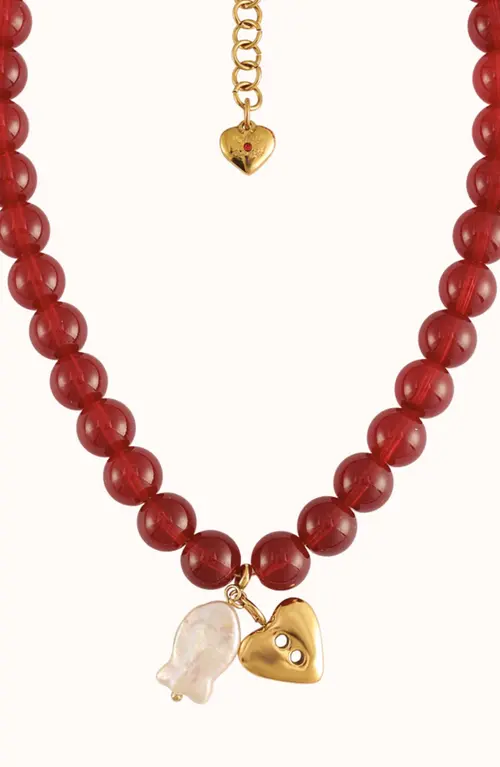JOIANA JEWELRY Sailor Necklace - Red/gold/pearl