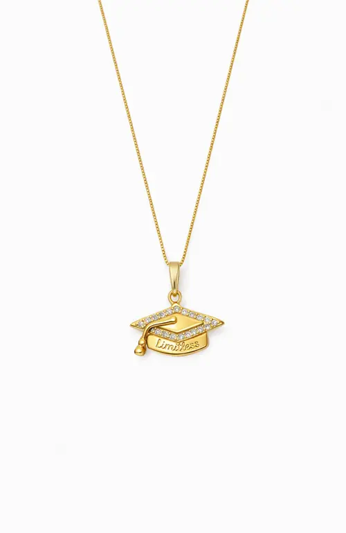 DLORIA Limitless Graduation Cap Pendant Necklace - Gold