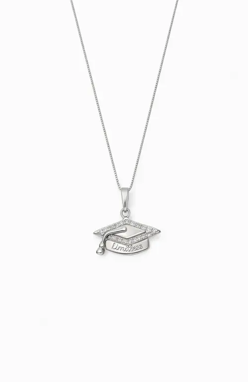 DLORIA Limitless Graduation Cap Pendant Necklace - Silver