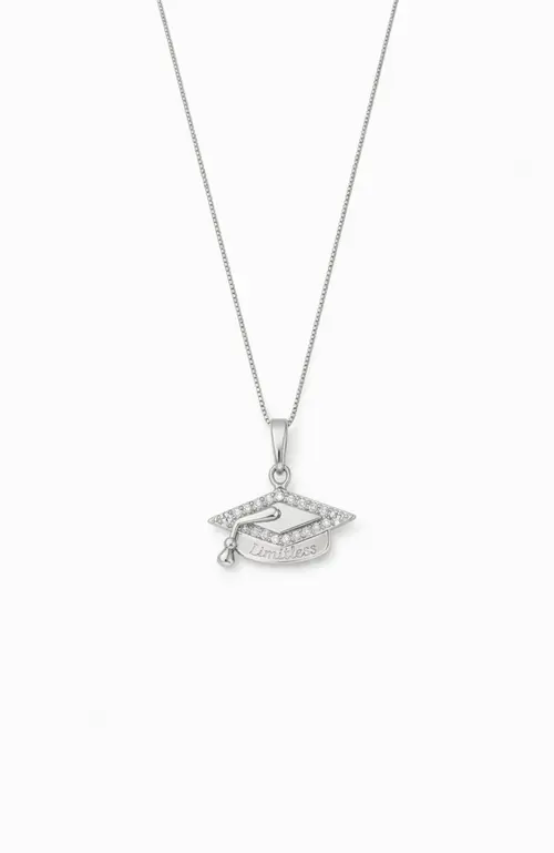 DLORIA Limitless Graduation Cap Pendant Necklace - Silver