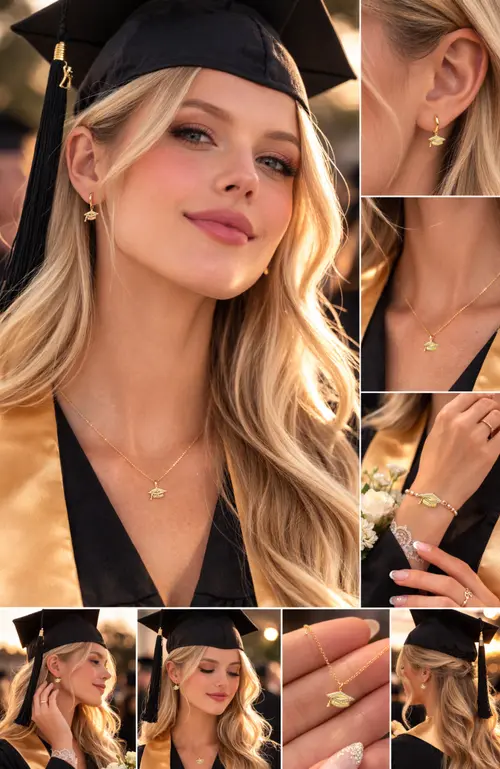 DLORIA Limitless Graduation Cap Pendant Necklace - Silver