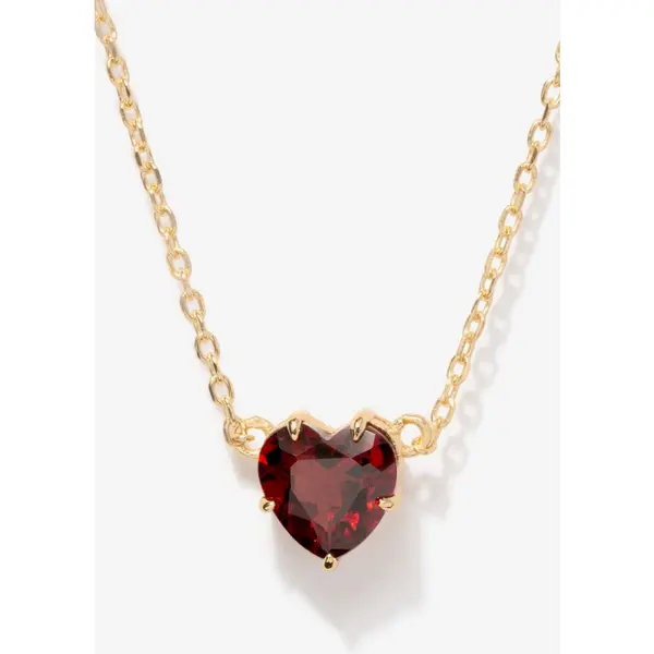 LITTLE SKY STONE Libi Garnet Heart Necklace - Garnet Red
