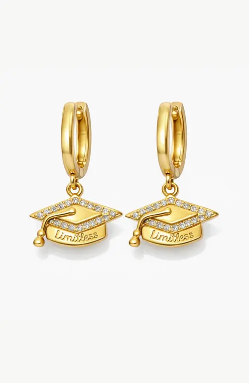 DLORIA Limitless Graduation Cap Huggie Hoop Earrings - Gold