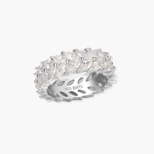 RACHELMENT Marquise Eternity Band Ring - Silver