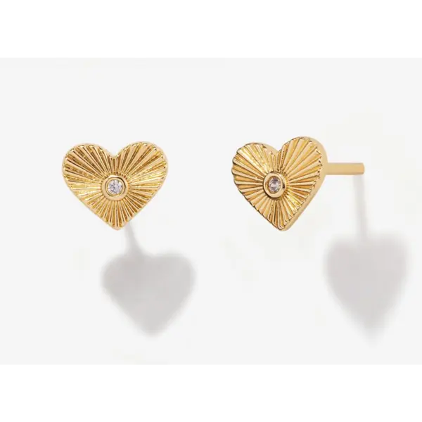 LITTLE SKY STONE Isla Mini Heart Stud Earrings - Gold
