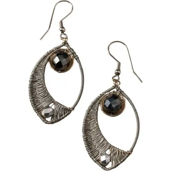 TEN THOUSAND VILLAGES Ojo Wire Wrapped Drop Earrings - Silver
