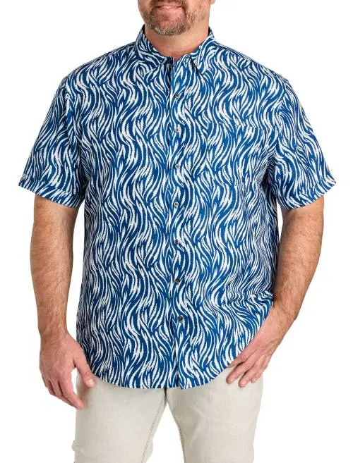 SYNRGY BY DXL Big & Tall Microfiber Abstract Wave Print Sport Shirt