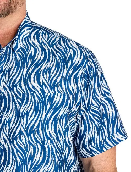 SYNRGY BY DXL Big & Tall Microfiber Abstract Wave Print Sport Shirt