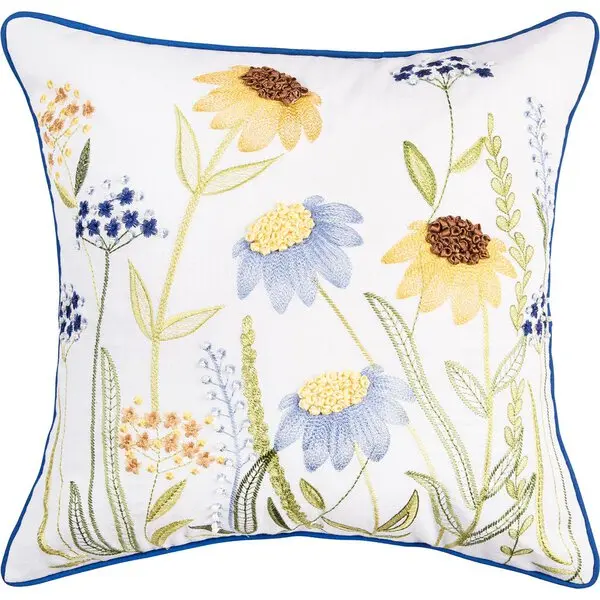 C&F HOME Lovely S Spring Sunflower Floral Flowers Accent Throw Pillow, 16" X 16" - Blue
