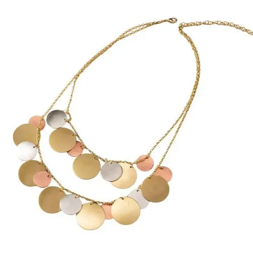 TEN THOUSAND VILLAGES Jharana Layered Disc Necklace - Mixed Metal