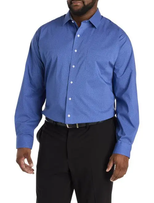 SYNRGY BY DXL Big & Tall Geometric Performance Dress Shirt - Blue