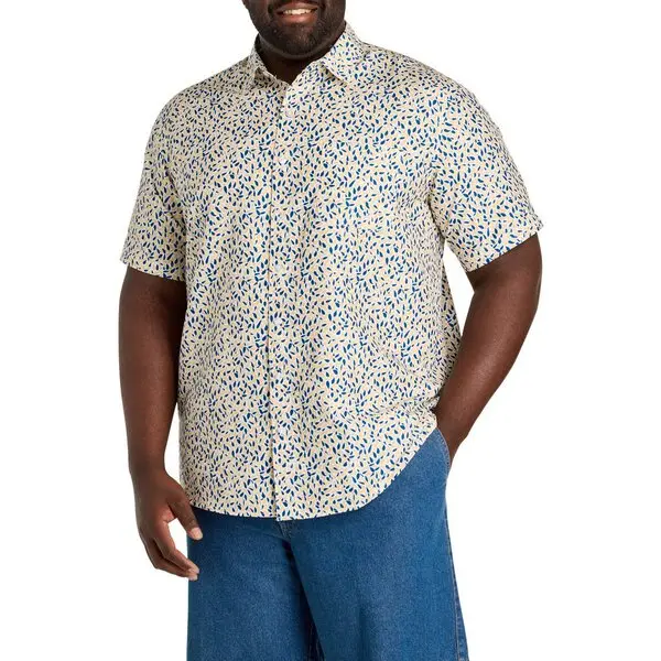 HARBOR BAY BY DXL Big & Tall Microfiber Droplet Print Sport Shirt - Multi