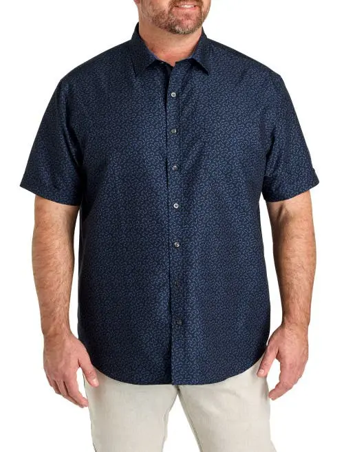 SYNRGY BY DXL Big & Tall Microfiber Abstract Print Sport Shirt - Black