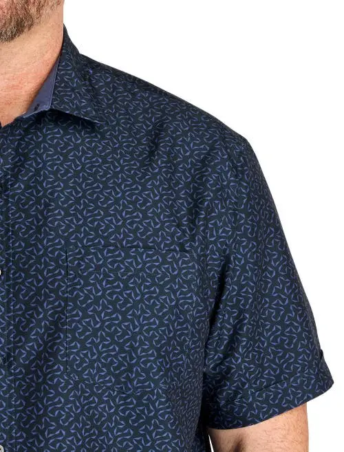 SYNRGY BY DXL Big & Tall Microfiber Abstract Print Sport Shirt - Black
