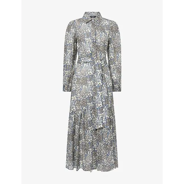 Max Mara Floral Print Cotton Shirt Dress - 004 Navy Floral