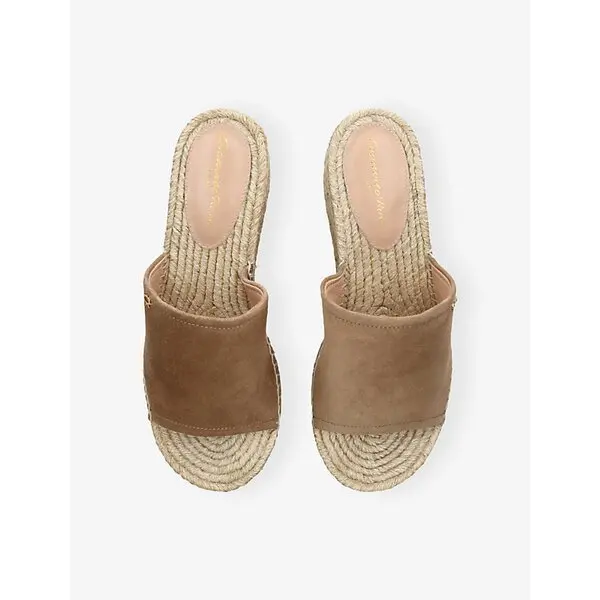 GIANVITO ROSSI Logo-embellished Suede Platform Wedges - Camel