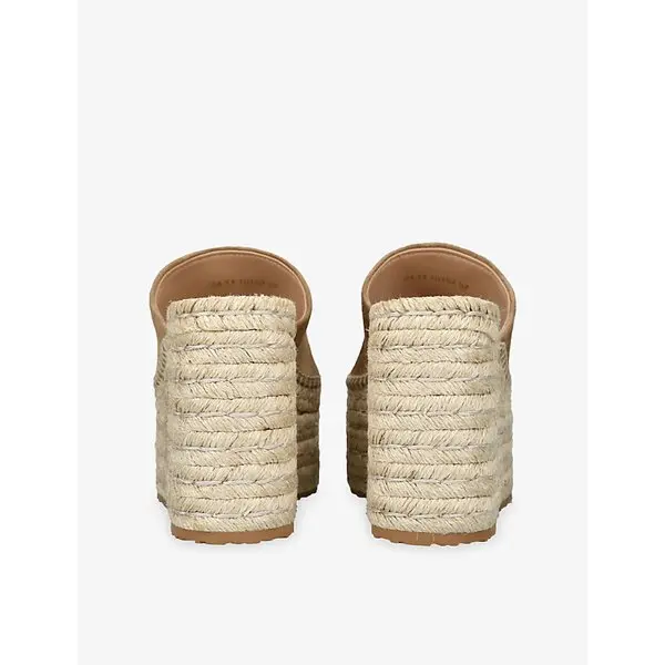 GIANVITO ROSSI Logo-embellished Suede Platform Wedges - Camel