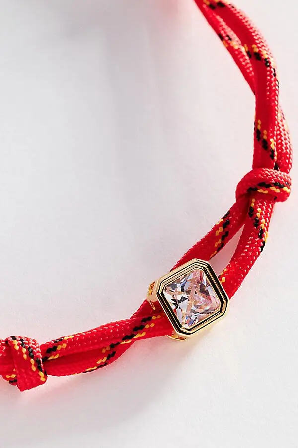 Anthropologie Knotted Double-cord Crystal Necklace - Red